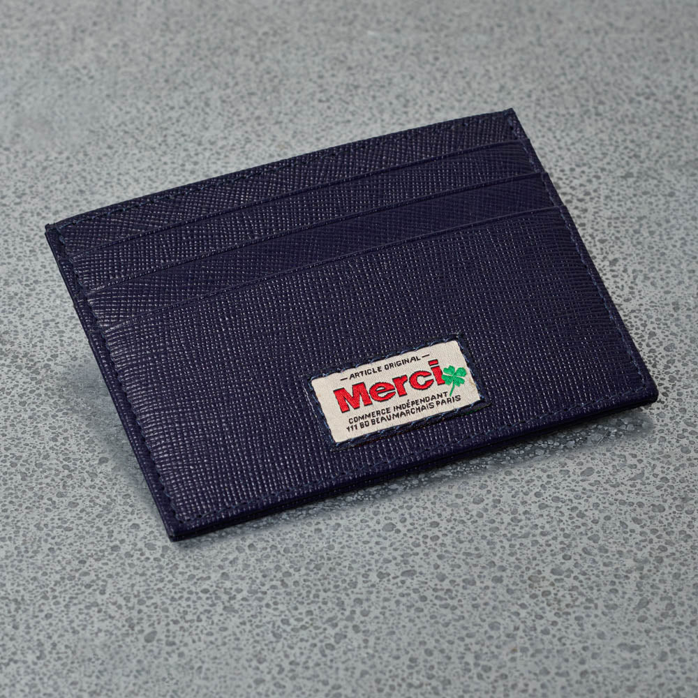 Merci - Flat Card Holder - Navy Blue – Merci Paris