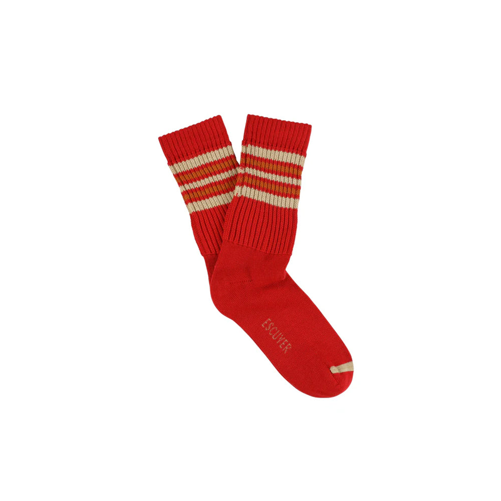 Escuyer - 5 Stripes Socks - Pink Nougat Red