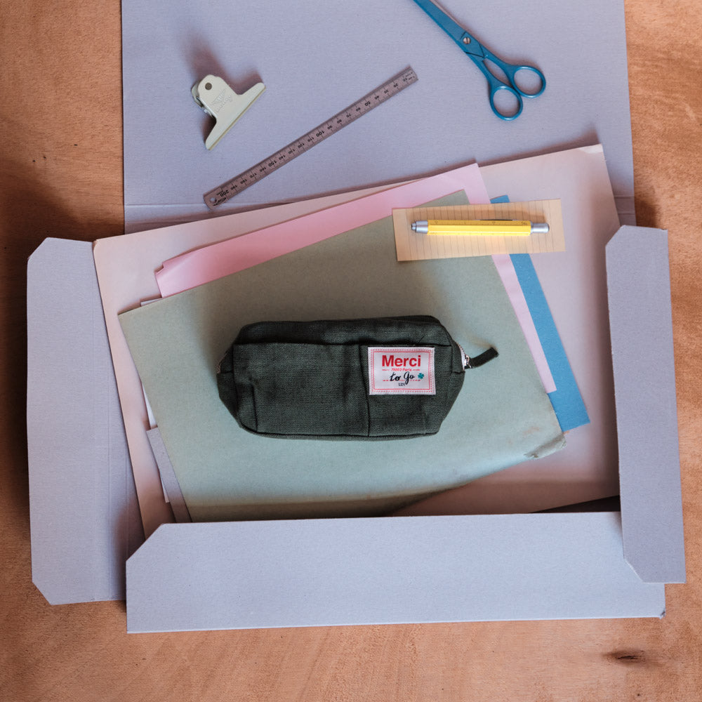 Merci - Linen pencil case - Oxide Green
