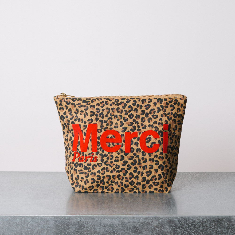 Merci - Cotton pouch - Leopard & Red – Merci Paris