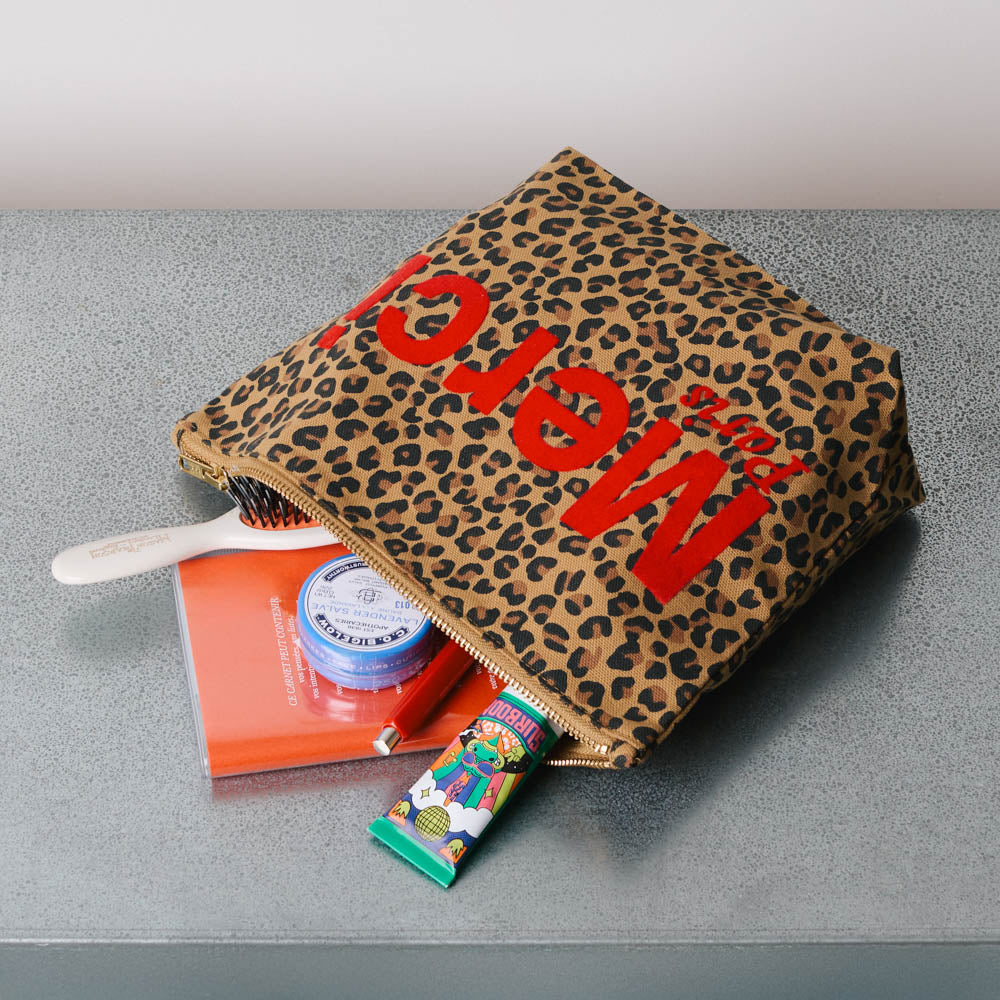 Merci - Cotton pouch - Leopard & Red – Merci Paris