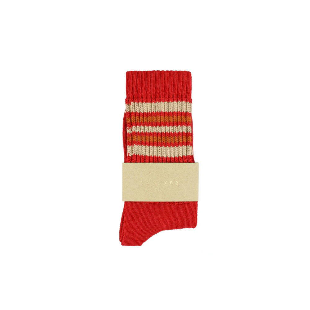 Escuyer - 5 Stripes Socks - Pink Nougat Red