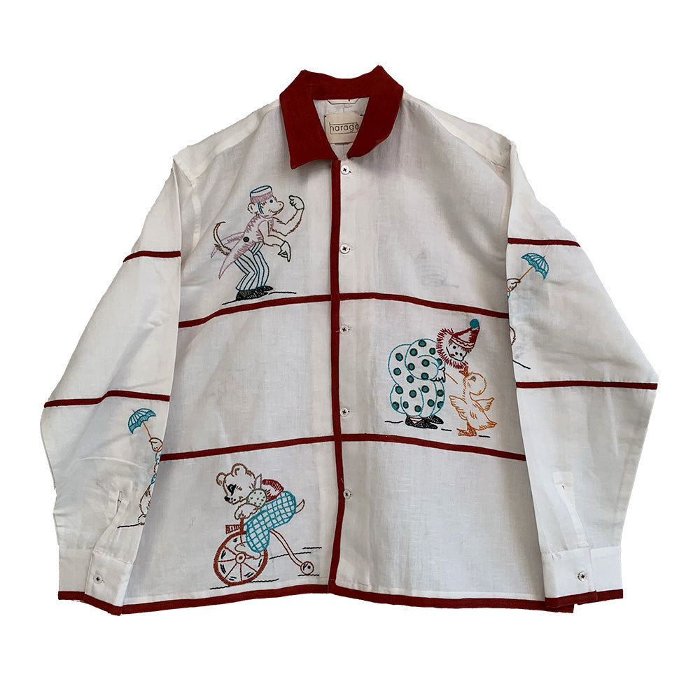 Harago - Monkey Whimsy SS2521 embroidered shirt - White