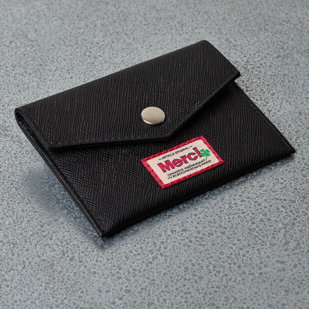 Merci - Card Holder with Flap - Black – Merci Paris