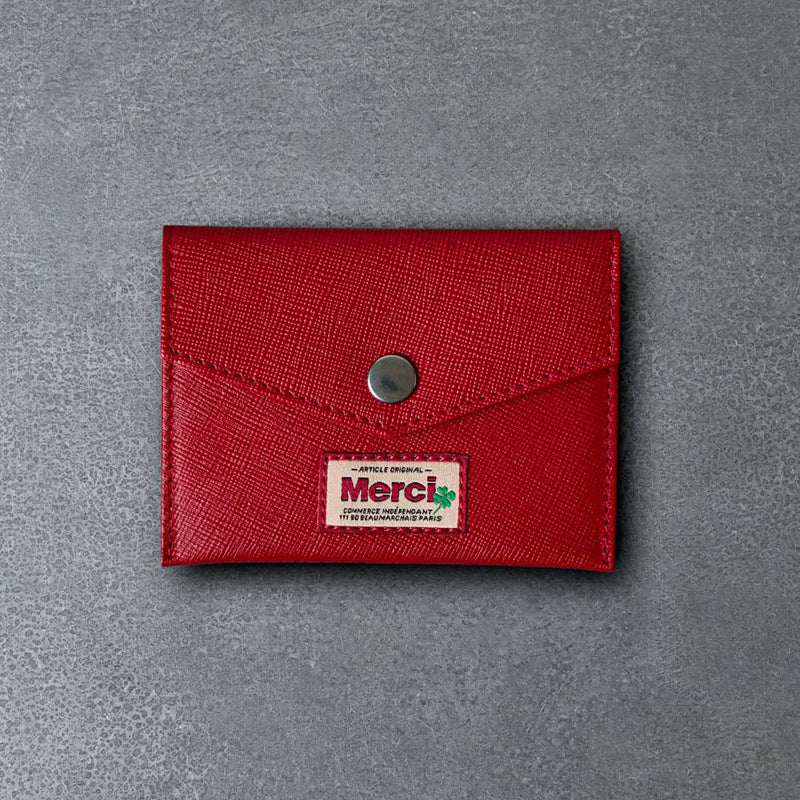 Merci - Card Holder with Flap - Red – Merci Paris