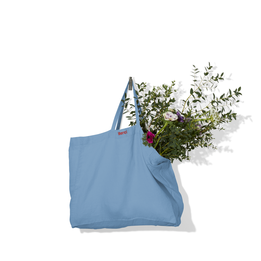 Washed linen Merci shopping bag - Primary Blue – Merci Paris