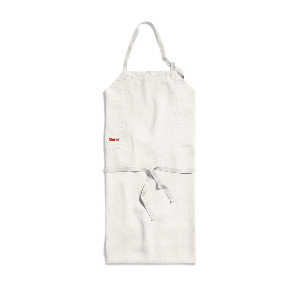 Washed linen apron - Seashell White – Merci Paris