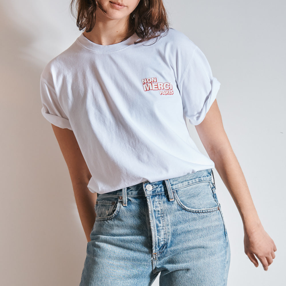 Merci - Non Merci T-Shirt - White – Merci Paris