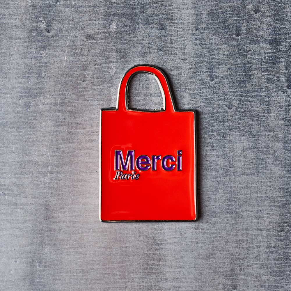 Merci metal magnet - Red Tote bag