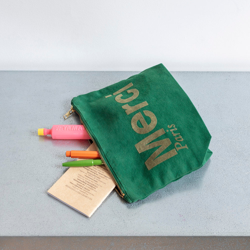 Merci - Cotton Pouch - Green