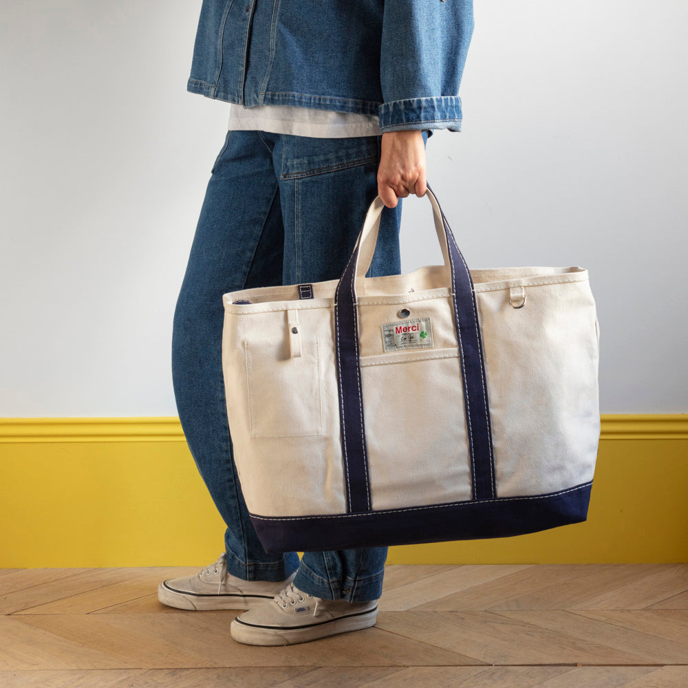 Merci - Canvas Shopping Bag - Navy