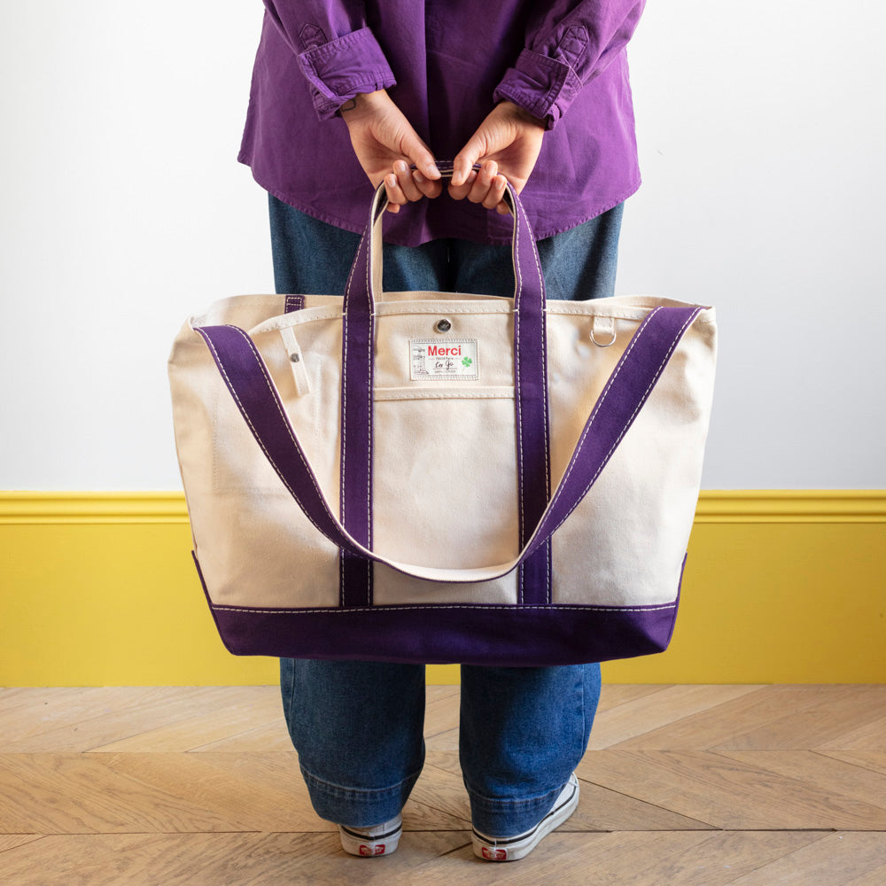 Merci - Canvas Shopping Bag - Purple