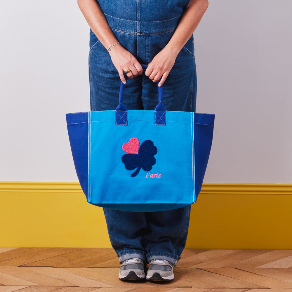 Merci - Clover-Heart Shopping Bag - Blue