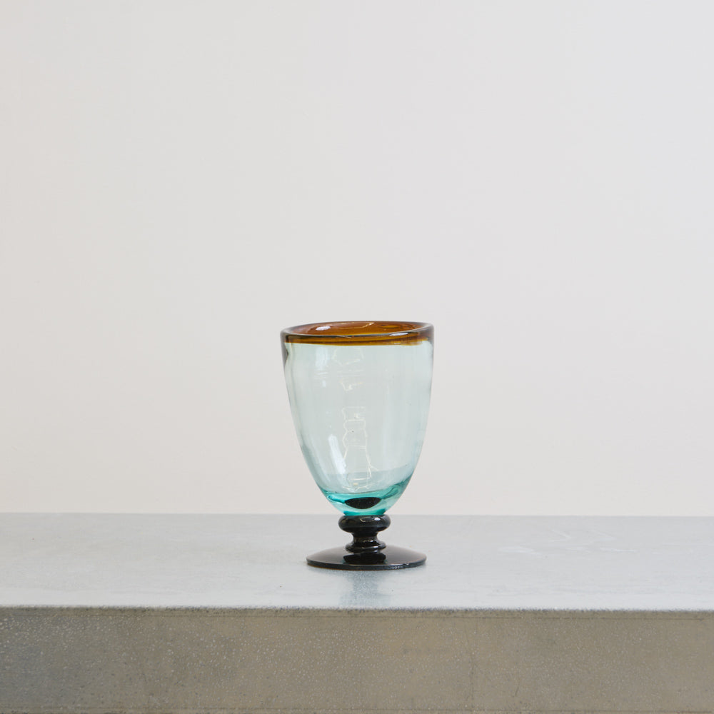 Clear stemmed glass with amber line – Merci Paris