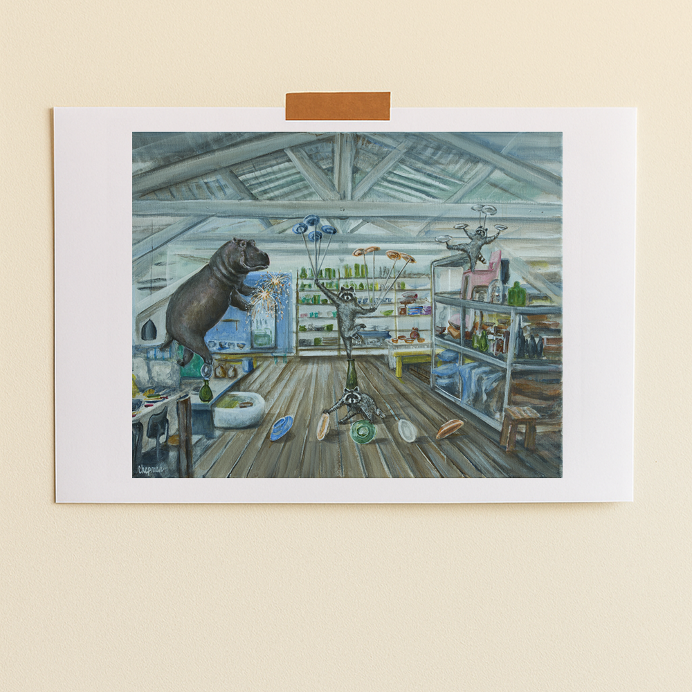 Merci x Travis Chapman - Shopping for glassware poster – Merci Paris