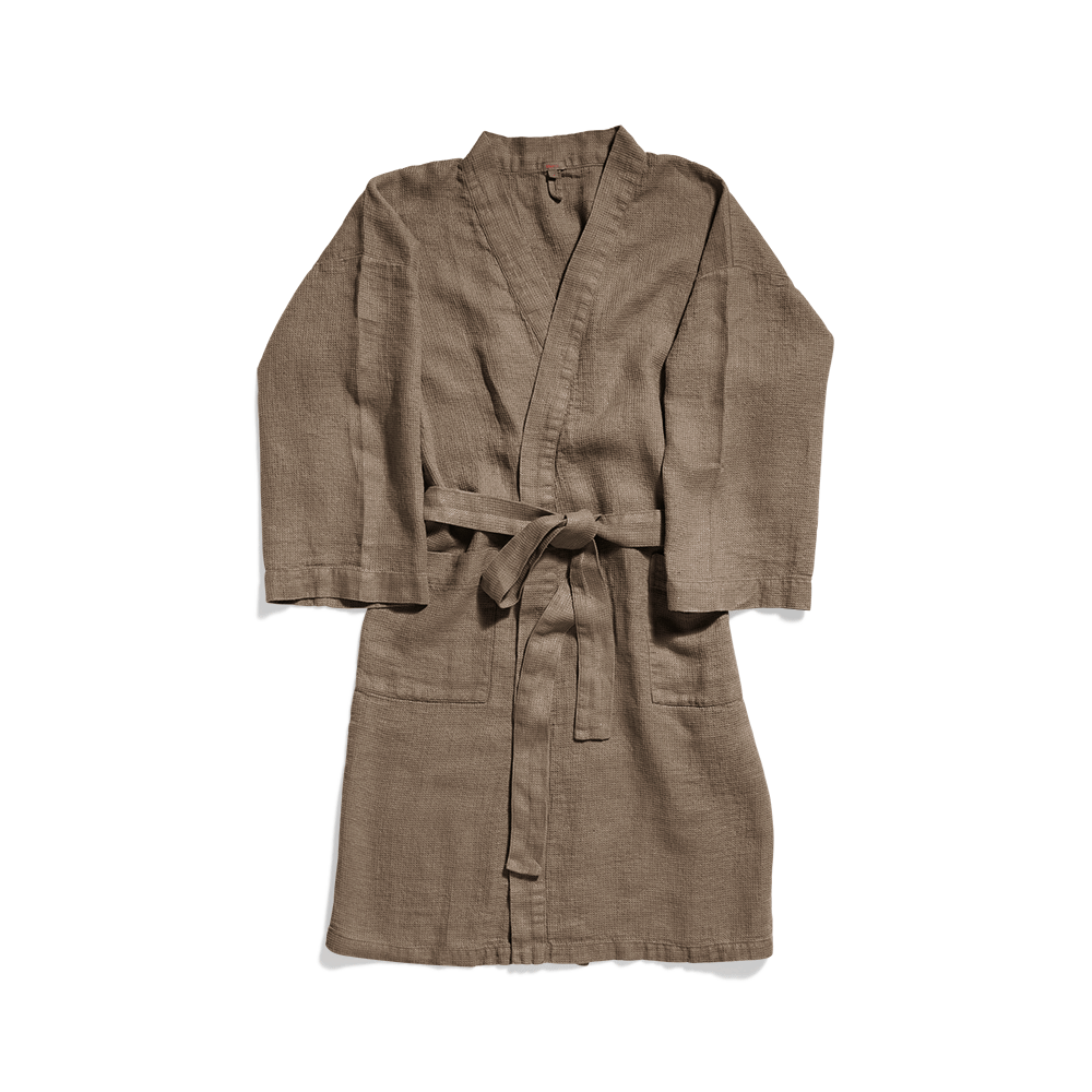 Peignoir en lin - Nid d'abeille - Brun Cha Iro – Merci Paris