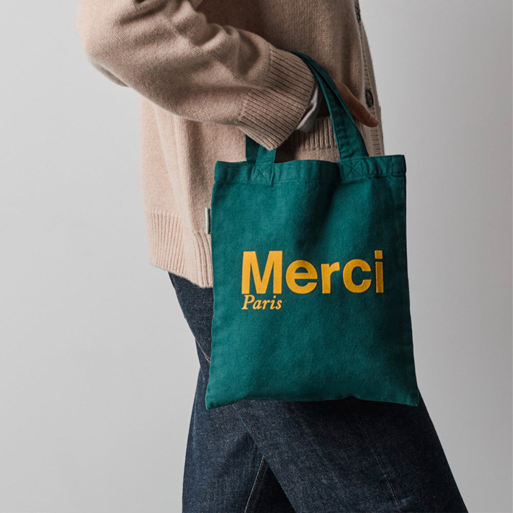 Merci - Cotton Tote Bag - Forest & Yellow
