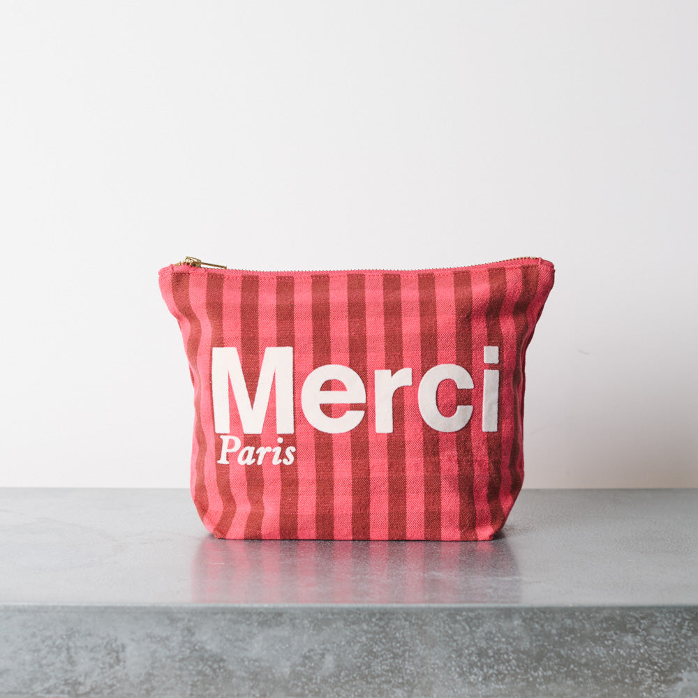 Merci - Cotton pouch - Pink, Wine & Cream