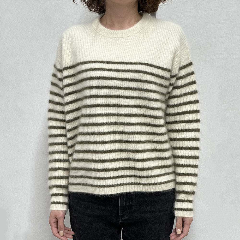 C.T.plage x Merci - Pull Rayé - Blanc/Olive – Merci Paris