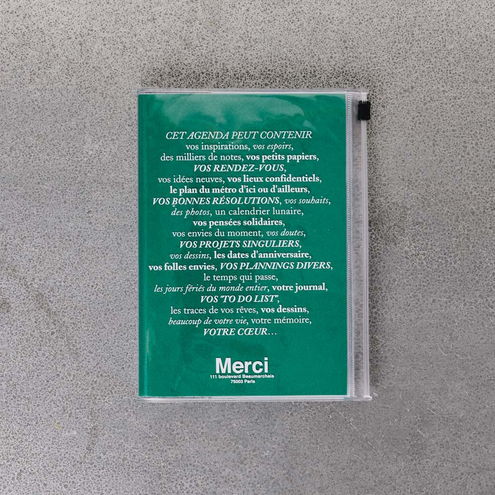 Agenda Merci Oct. 2025 - Déc. 2026 - Vert Gazon – Merci Paris
