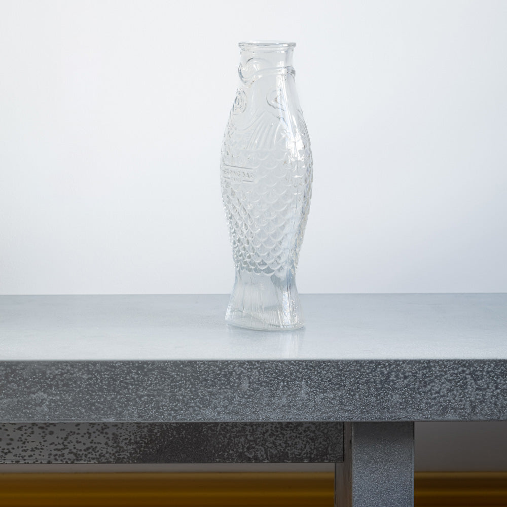 Fish pressed glass carafe